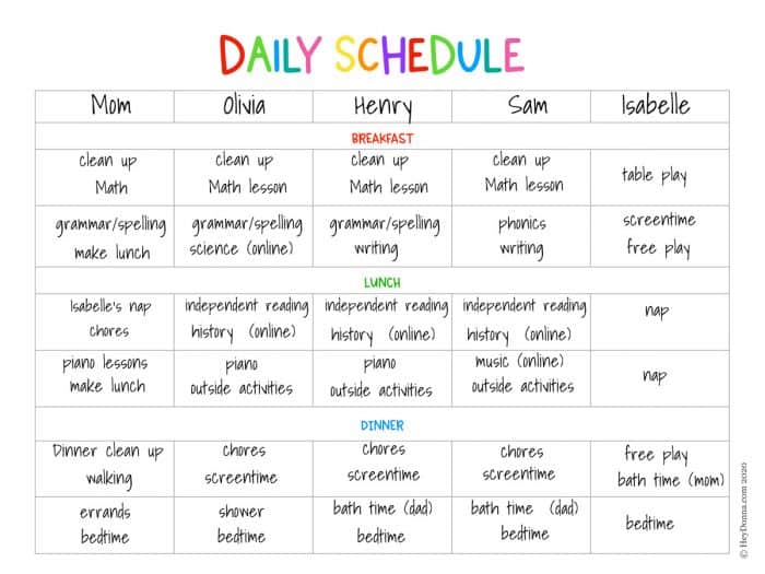Daily Schedule Template Printable For Kids