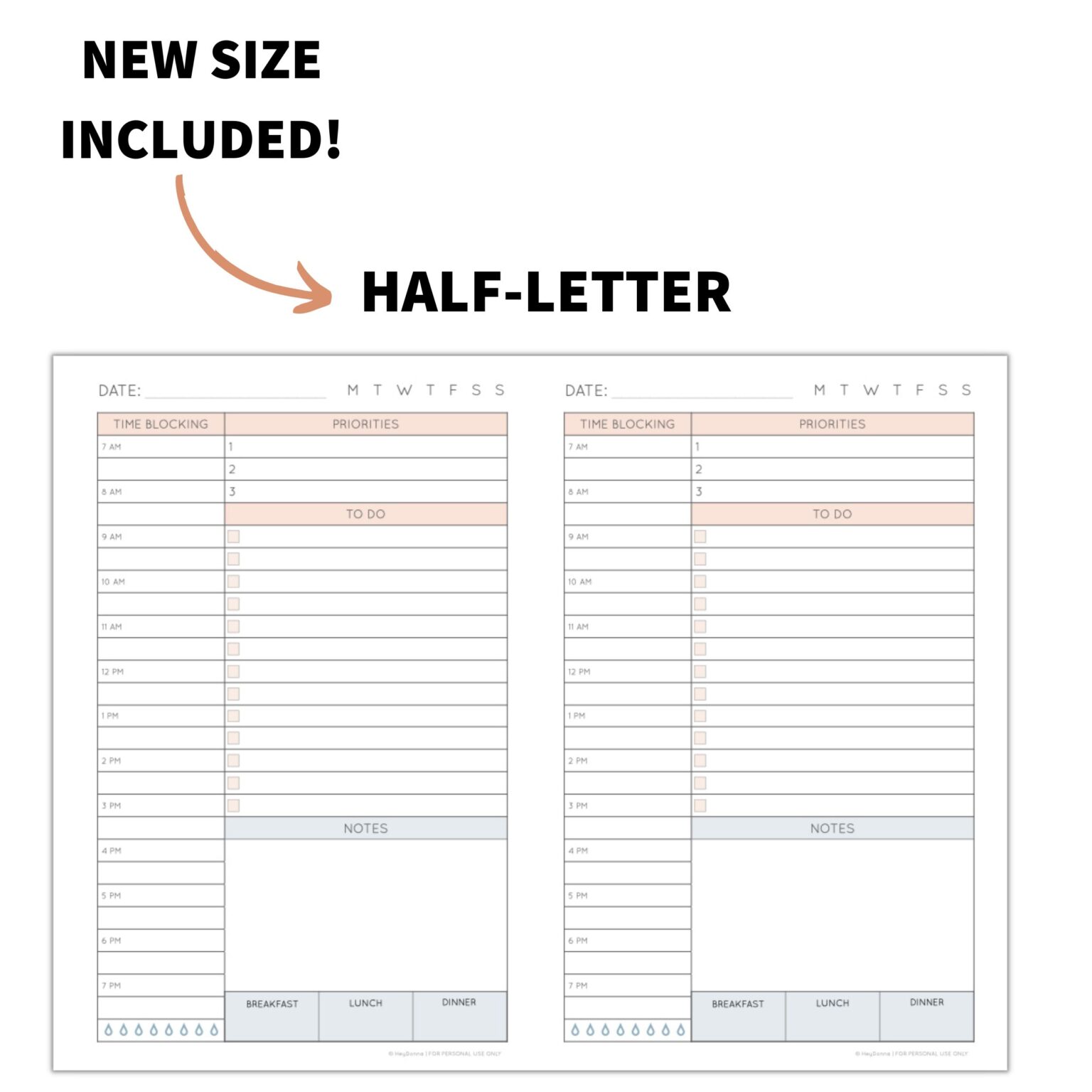 Time Blocking Daily Planner Template | Free Printable PDF