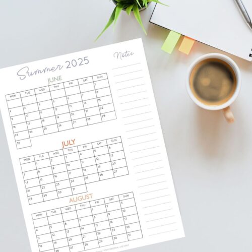 Summer Calendar - 3 Months on One Page - Hey, Donna!