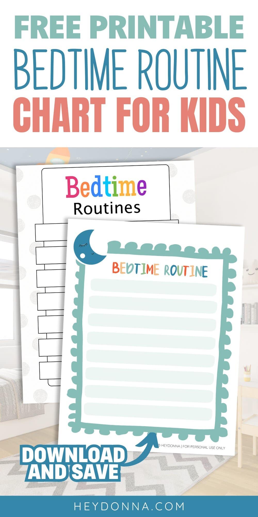 Printable Bedtime Routine Chart for Children - Editable PDF - Hey, Donna!