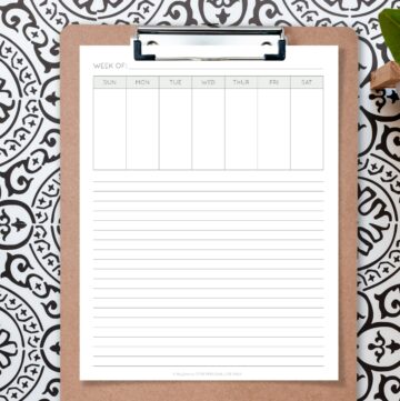 Simple Weekly Planner Page with Notes - Free Printable Template - Hey ...